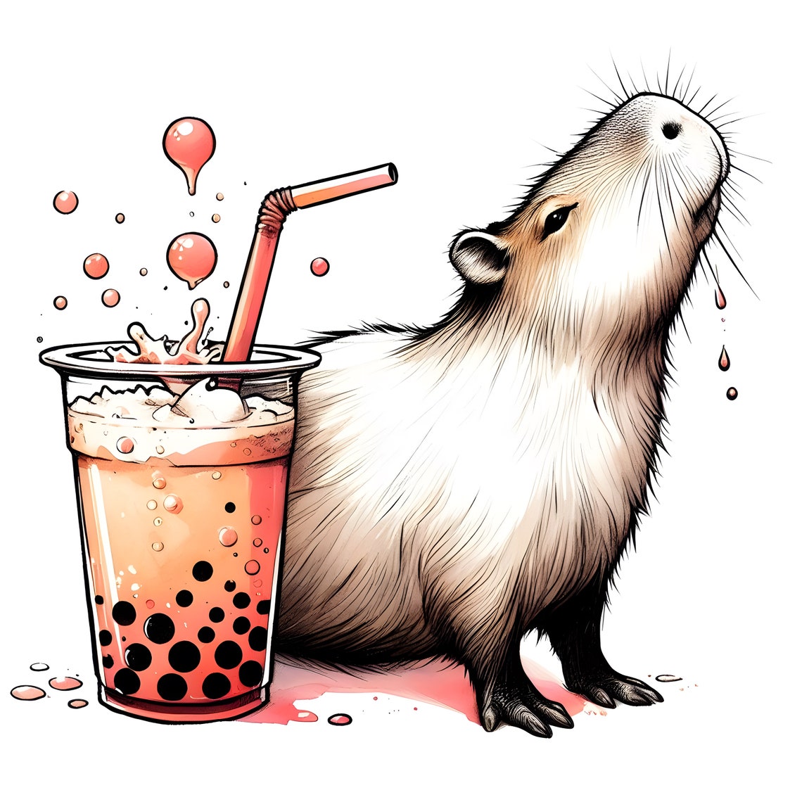 Capibara PNG /jpg Sublimation,christmas Mrs Capibara Png,capybara Boba ...