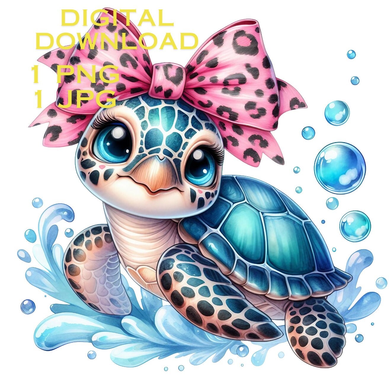 Happy Sea Turtle, Cute Sea PNG Turtle Leopard Bow Ocean Animals Sea ...
