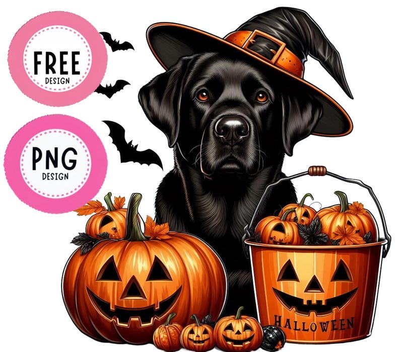 Black Labrador Png,halloween Retriever Lab Dog Pumpkin Candy Bucket Png ...