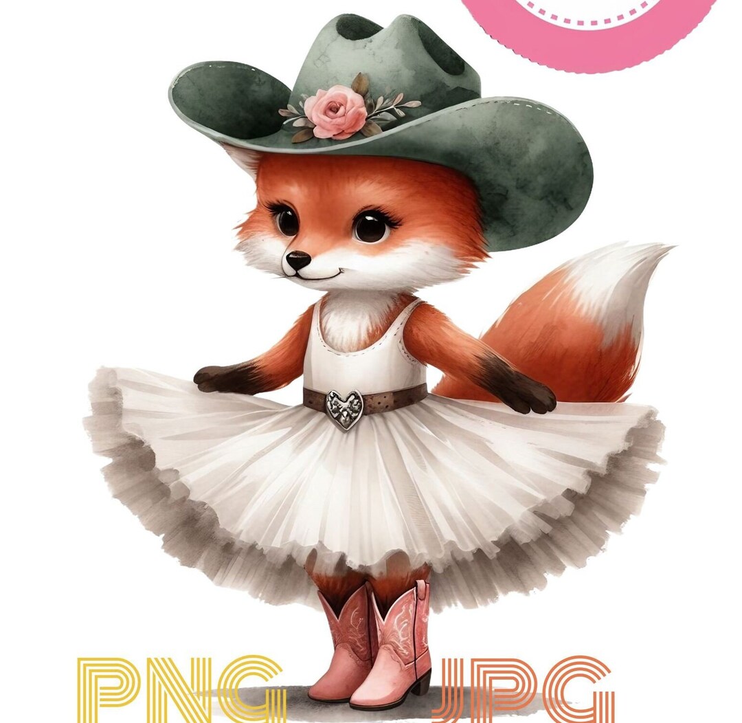 Cute Betty Boop Fox Watercolor PNG /JPG Pink Ballerina Clipart Magical ...