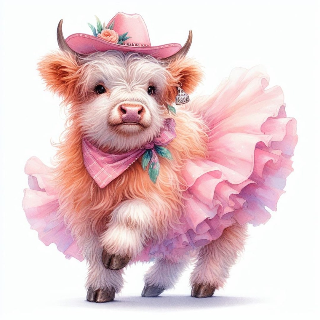 Clipart Cute Betty Boop Baby Cow PNG/JPG Scottish Cow Highland Cow for ...