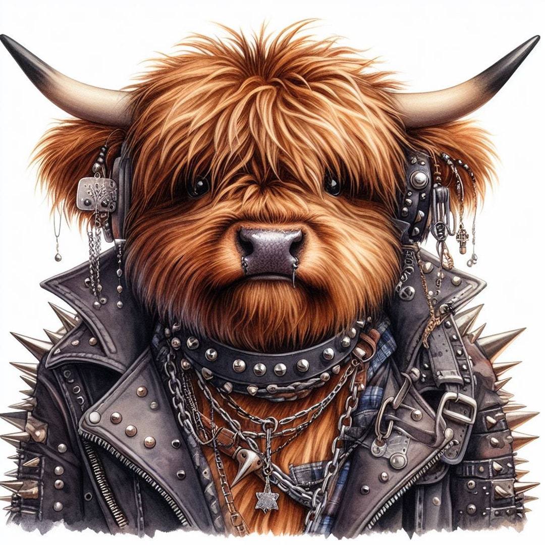 Highland Cow Watercolor Clipart Cute Rock Pop Love Star Baby Cow PNG ...