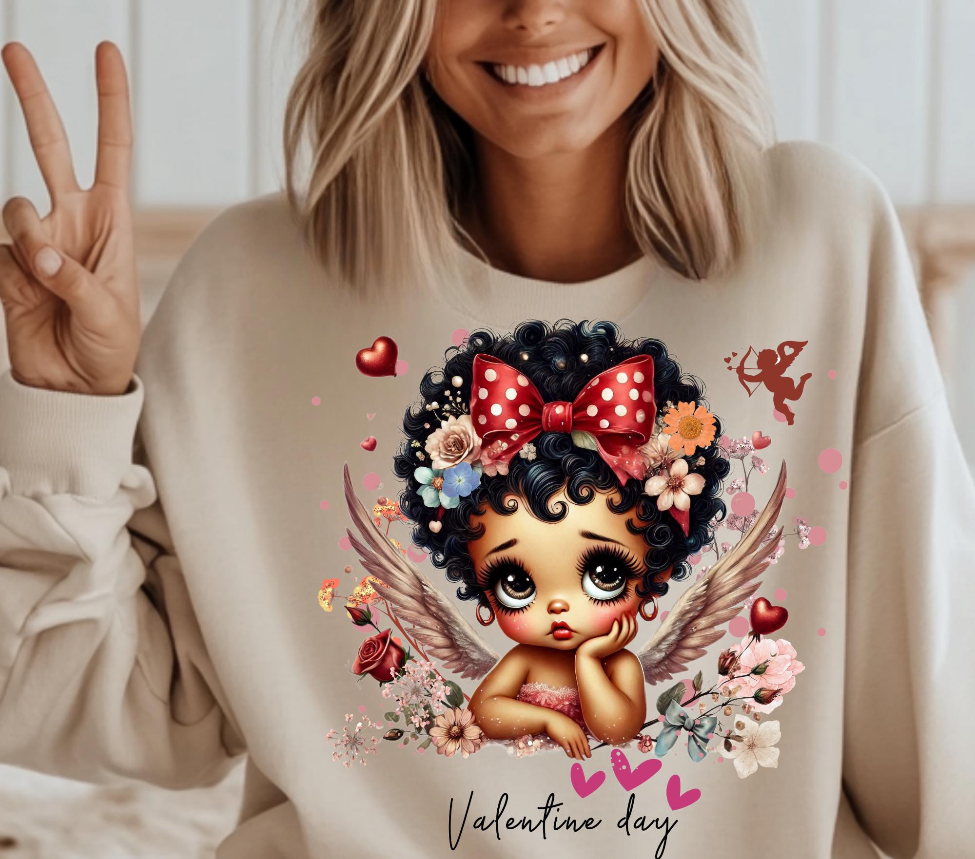 Afro Betty Boop Cupid's Hot Mess Png,glitter Valentines,valentine Png ...