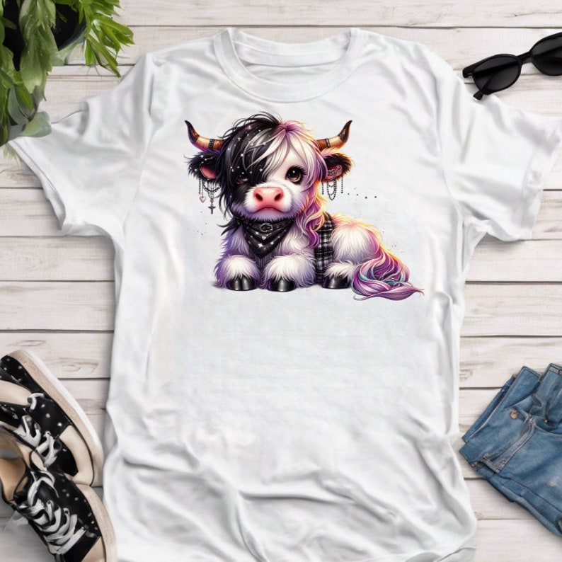 Highland Cow,watercolor Clipart,cute Emo,highland Goth Farm Animal Png ...