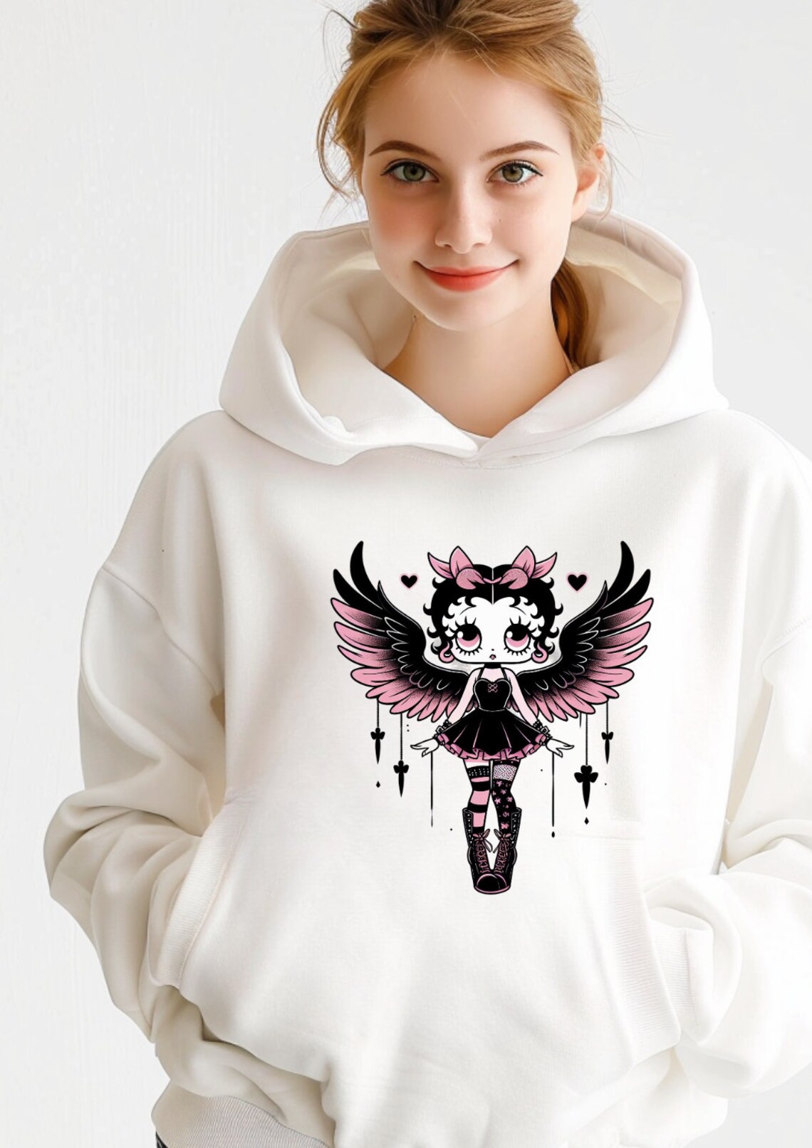 Betty Boop ,watercolor Clipart,cute Emo,betty Boop Pink Style Angel L ...