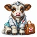 Highland Cow Watercolor Clipart Cute Doctor Baby Cow PNG and JPG ...