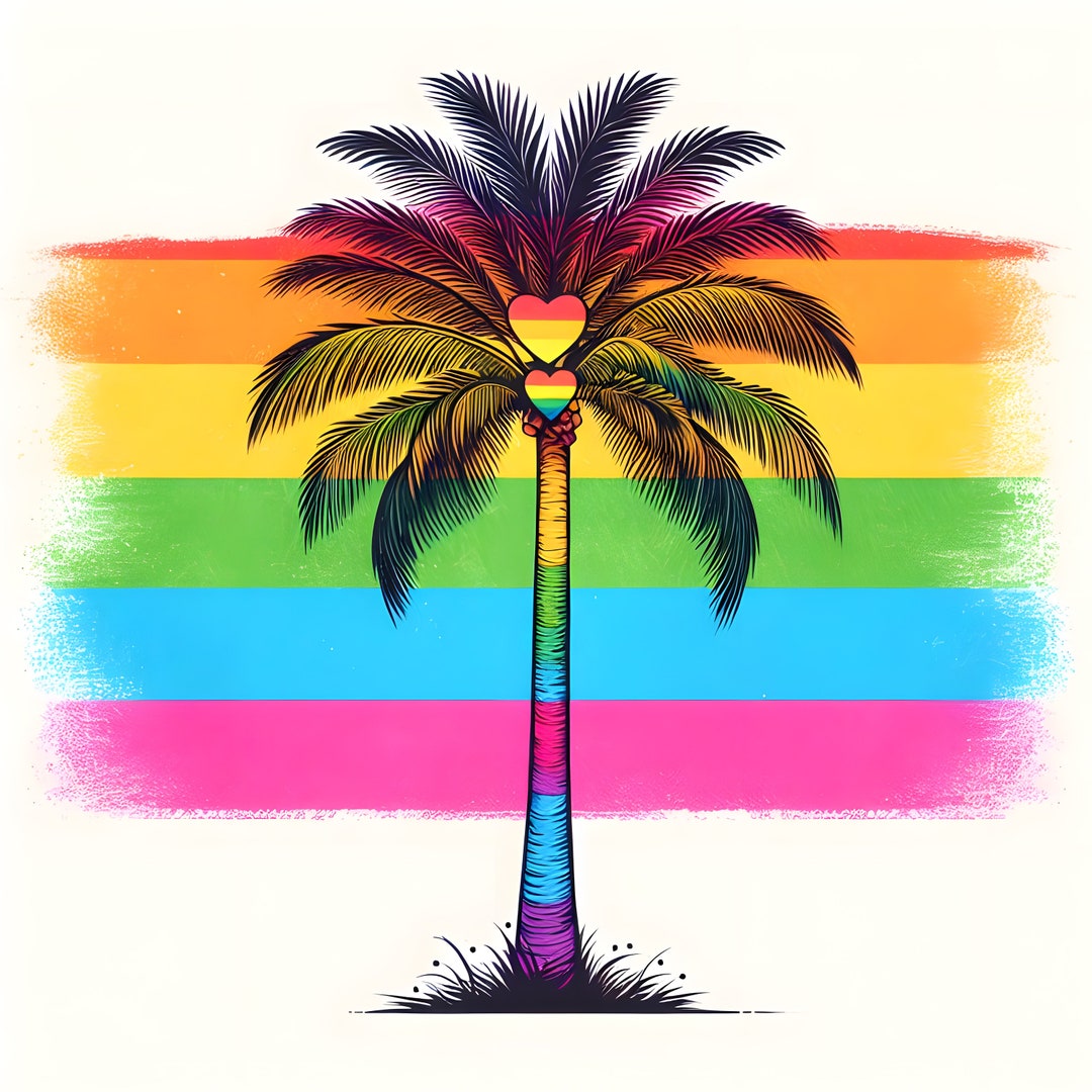 Rainbow Palm PNG and Jpg Tree Pride Flag Holiday Clipart LGBTQ Tree PNG ...