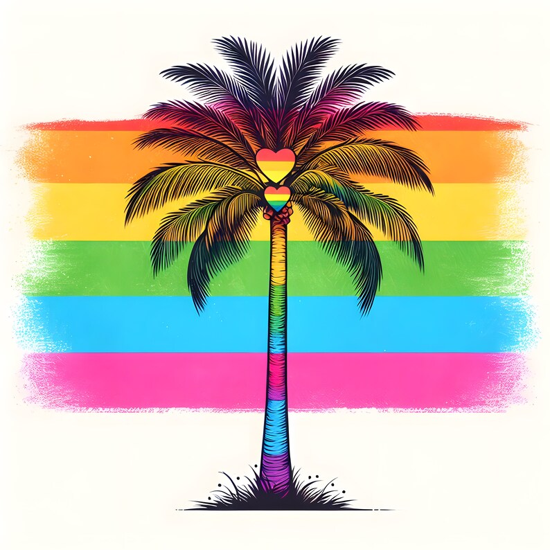 Rainbow Palm PNG and Jpg Tree Pride Flag Holiday Clipart LGBTQ Tree PNG ...