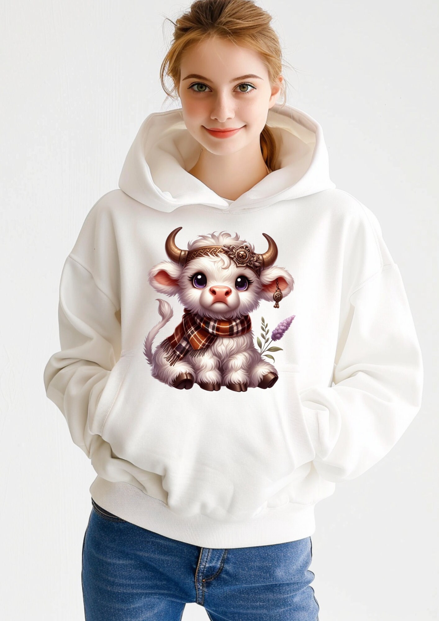 Highland Cow Watercolor Clipart Cute Viking Baby Cow PNG and JPG ...