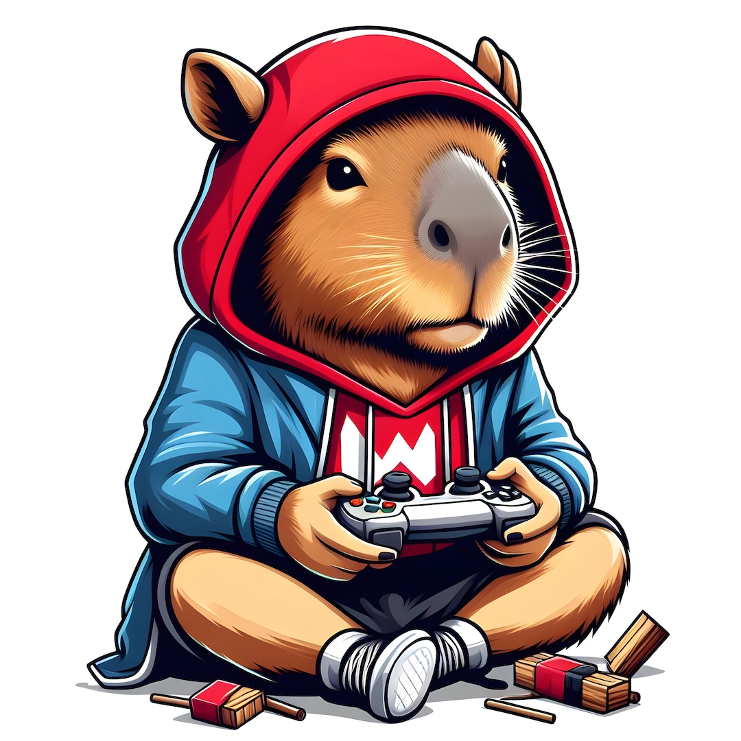 Cute Capybara Playing Video Games ,png,jpg, Gaming , Capibara ...