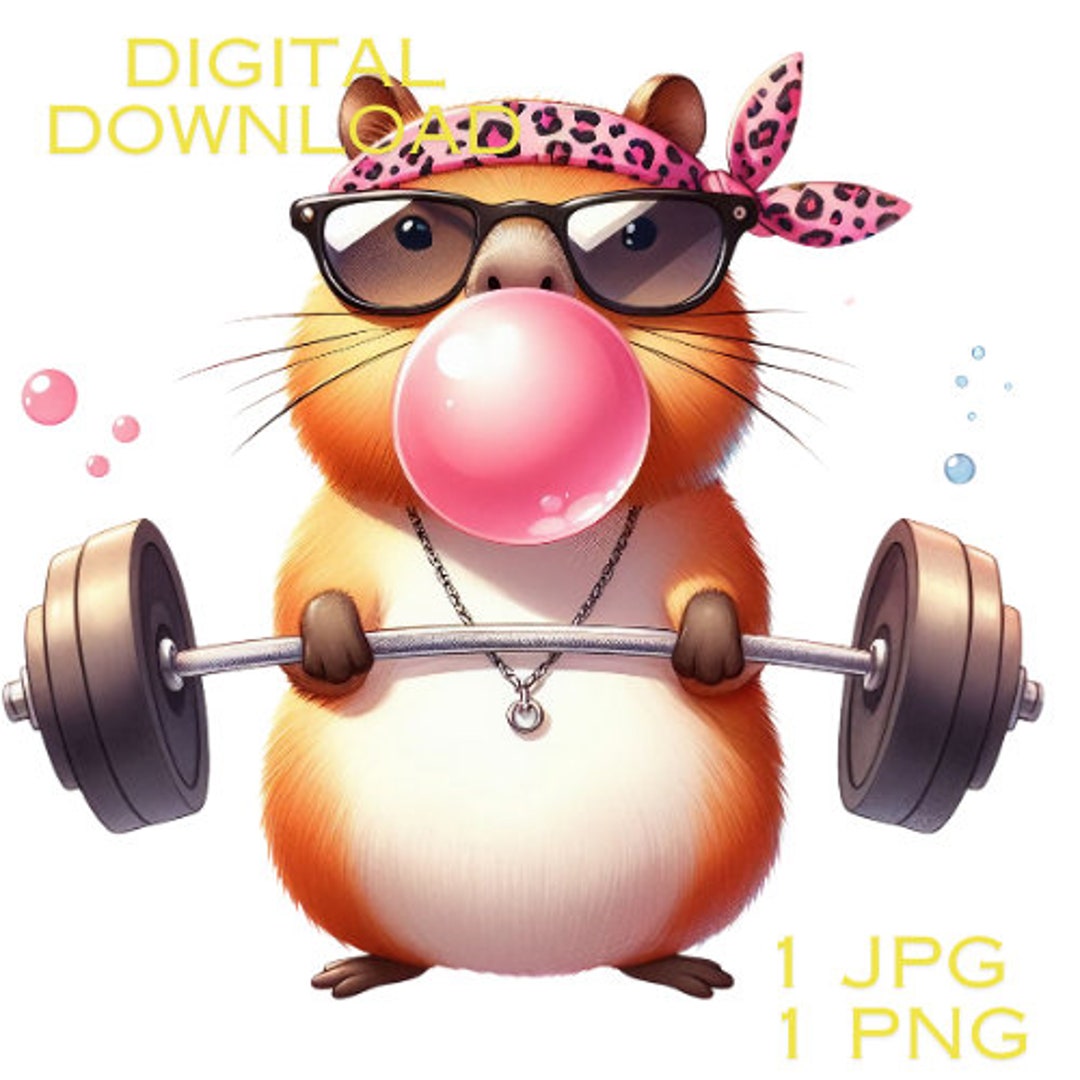 Gym Bro Capybara ,design Cheetah Bandana Png File Download,capybara Png ...