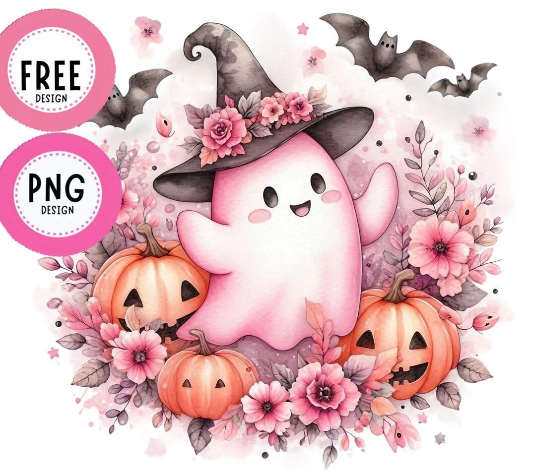 Retro Floral Ghosts Png, Cute Halloween Ghosts Png, Vintage Ghost Png ...
