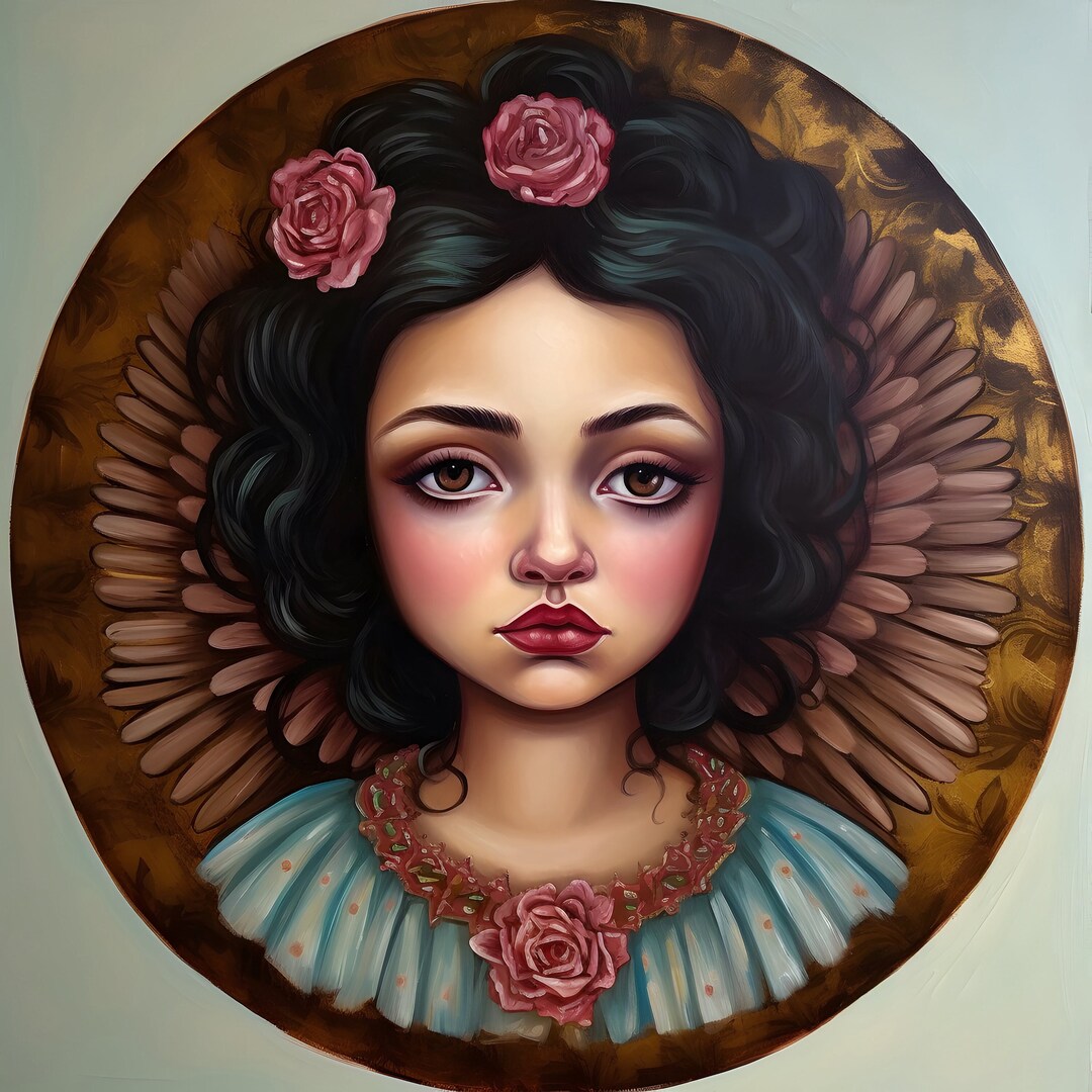 Big Eye Angel With Wings Digital Painting File Perfect for - Etsy