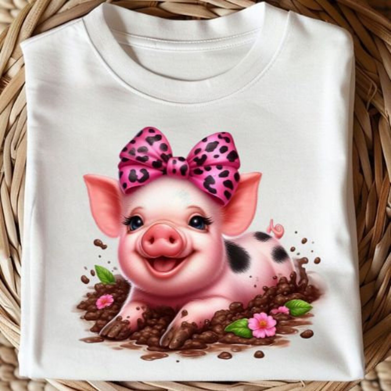 Cute Pig Watercolor Clipart Cute Pink Leopard Bow Baby Pig PNG and JPG ...