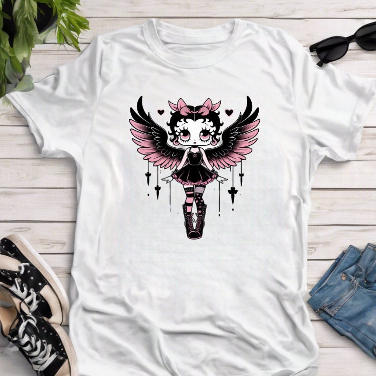 Betty Boop ,watercolor Clipart,cute Emo,betty Boop Pink Style Angel L ...