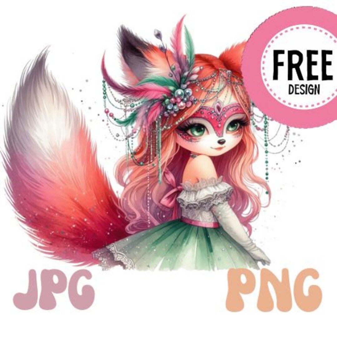 Cute Betty Boop Fox Watercolor PNG /JPG Pink Ballerina Clipart Magical ...