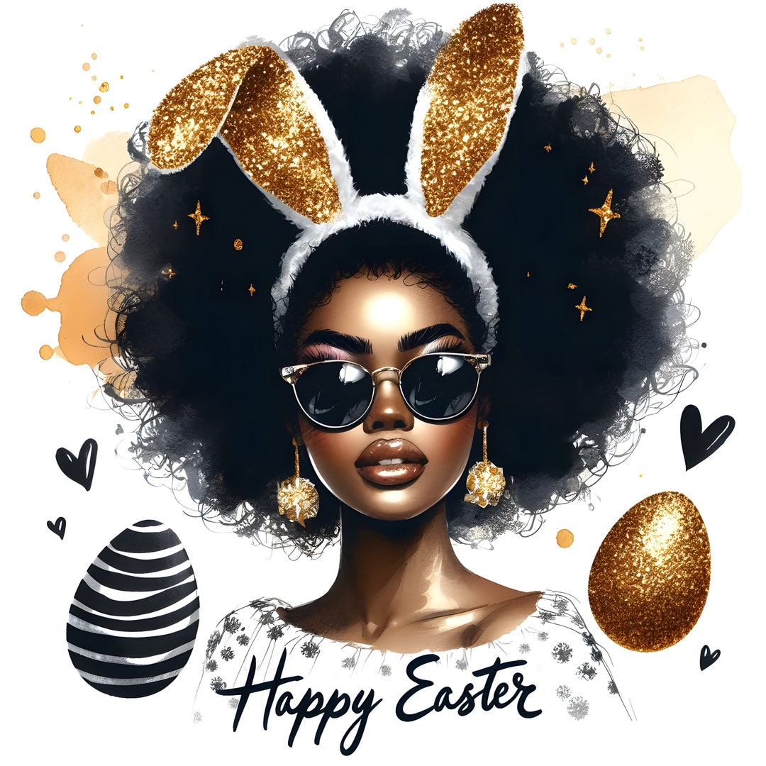 Happy Easter PNG and Jpg Beauty Afro Queen Sublimation,happy ...