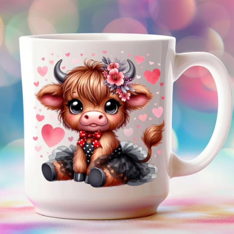 Highland Cow Watercolor Clipart Cute Leopard Bow Baby Cow PNG and JPG ...