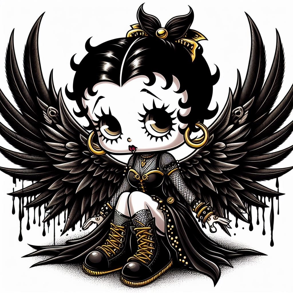 Betty Boop ,watercolor Clipart,cute Emo,betty Boop Pink Style Angel L ...