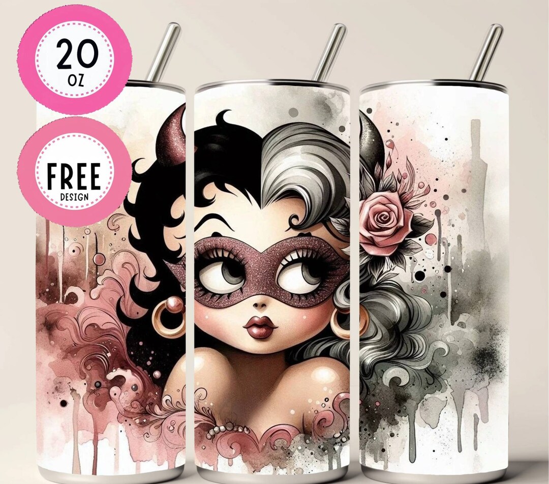 Betty Boop Png,jpg,tumbler Wrap 20 Oz Skinny Tumbler,cute Angel Devil ...