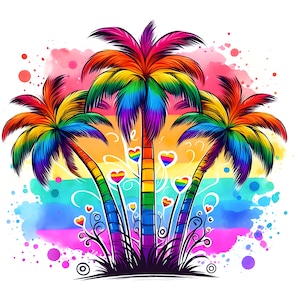 Rainbow Palm PNG and Jpg Tree Pride Flag Holiday Clipart - LGBTQ Tree ...