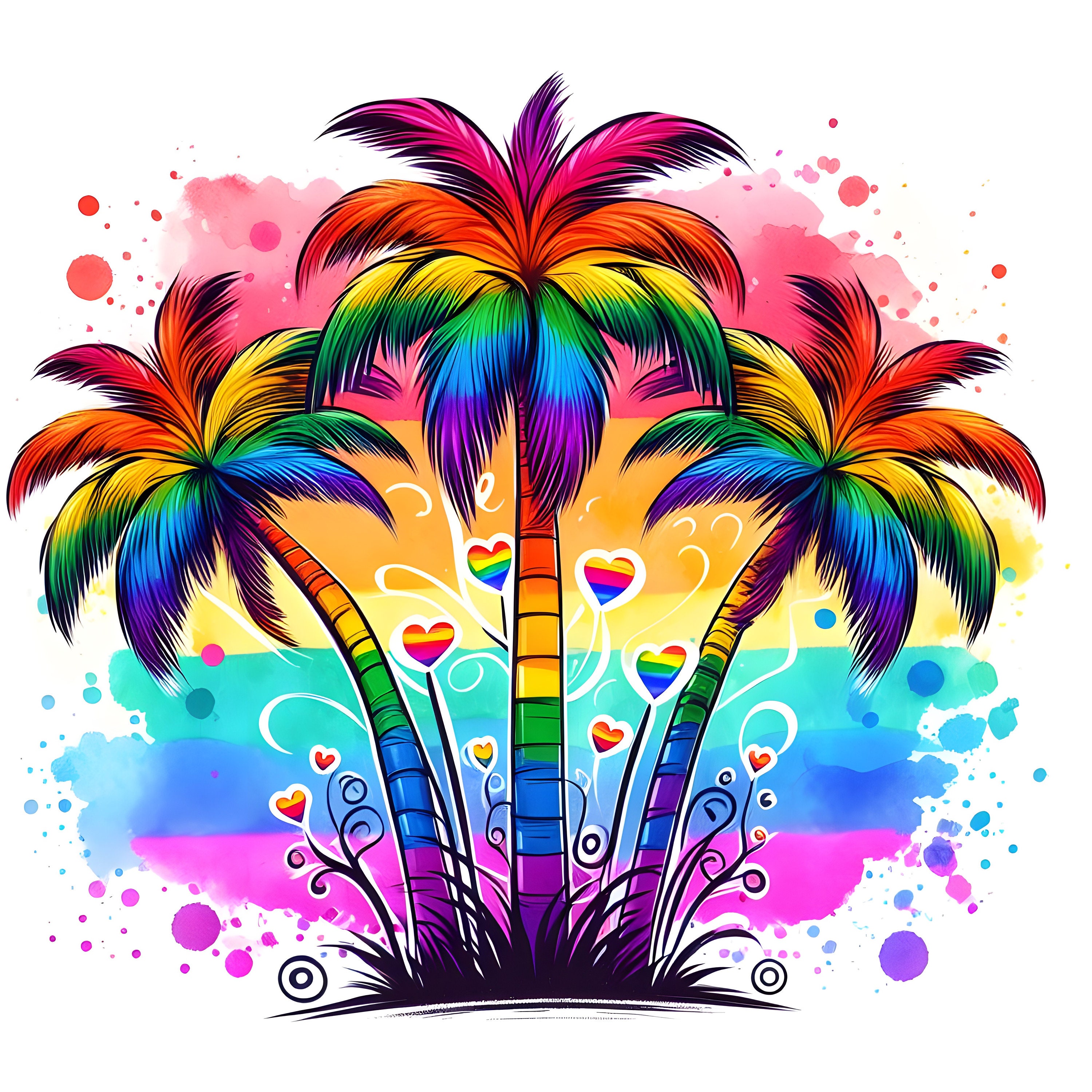 Rainbow Palm PNG and Jpg Tree Pride Flag Holiday Clipart LGBTQ Tree PNG ...