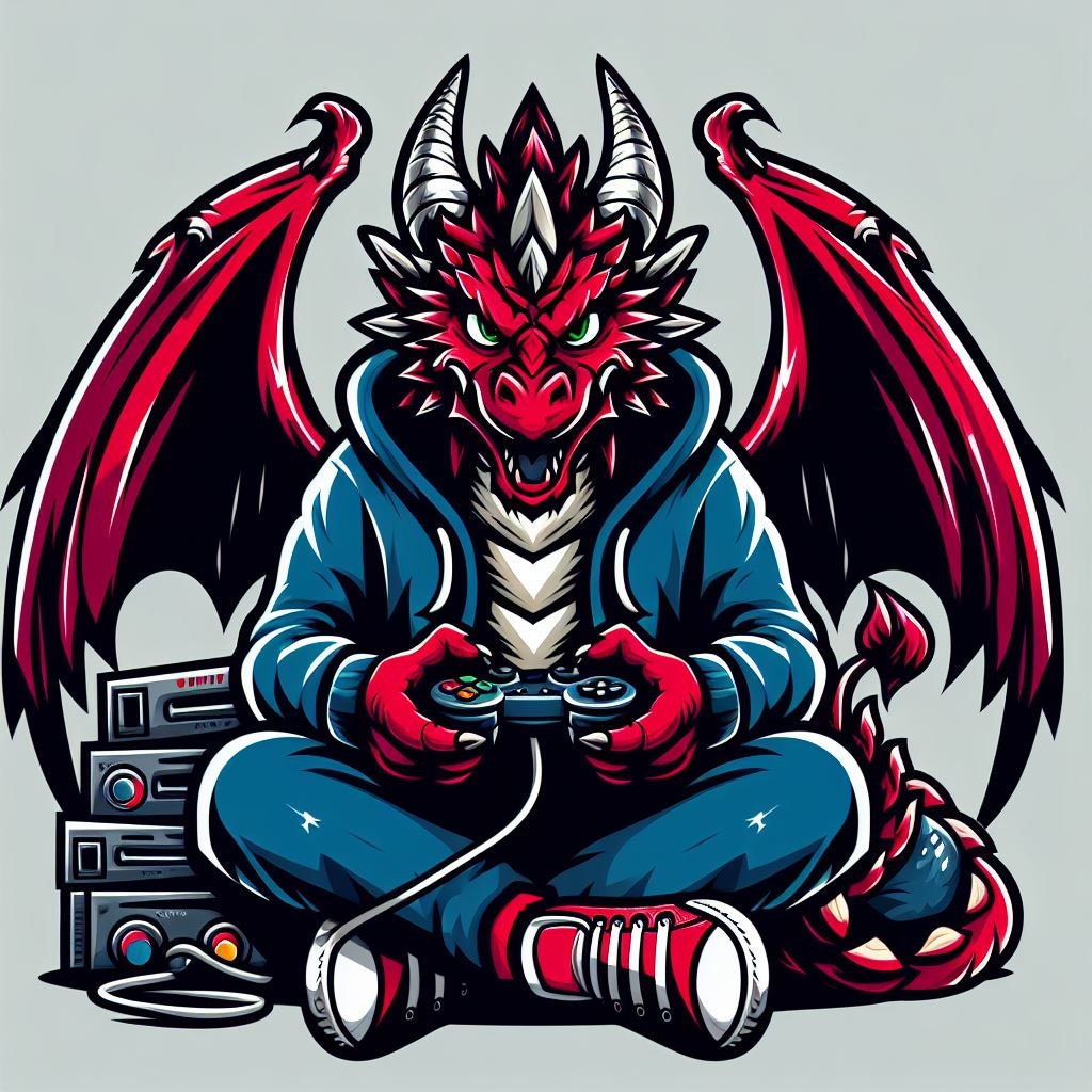 Dragon Playing Video Games,png,jpg,gaming ,dragon Sublimation ,digital ...