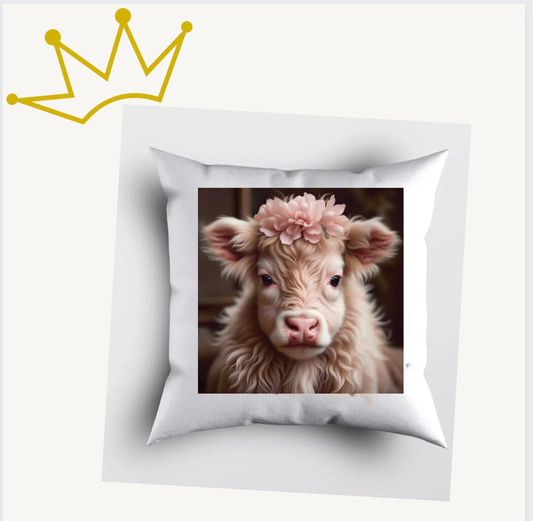 Highland Cow Little Prince Watercolor Clipart Cute Leopard Bow Baby Cow ...
