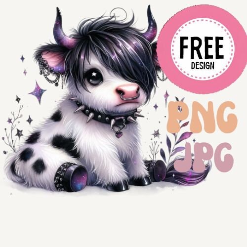 Highland Cow Watercolor Clipart Cute Emo Baby Cow PNG and JPG Scottish ...