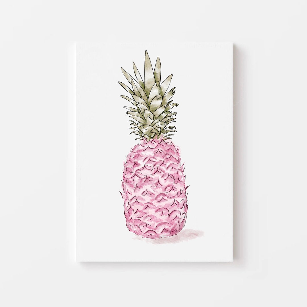 Pink Pineapple Art Print Watercolor Wall Art for Living Room Prints for Kitchen Tropical Artwork ...