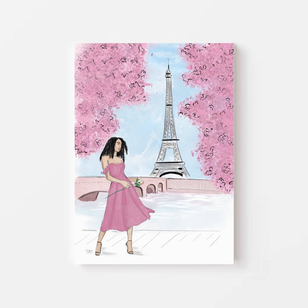 Parisian Style in Bloom: Fashion Illustration Art Print - Fashionable ...