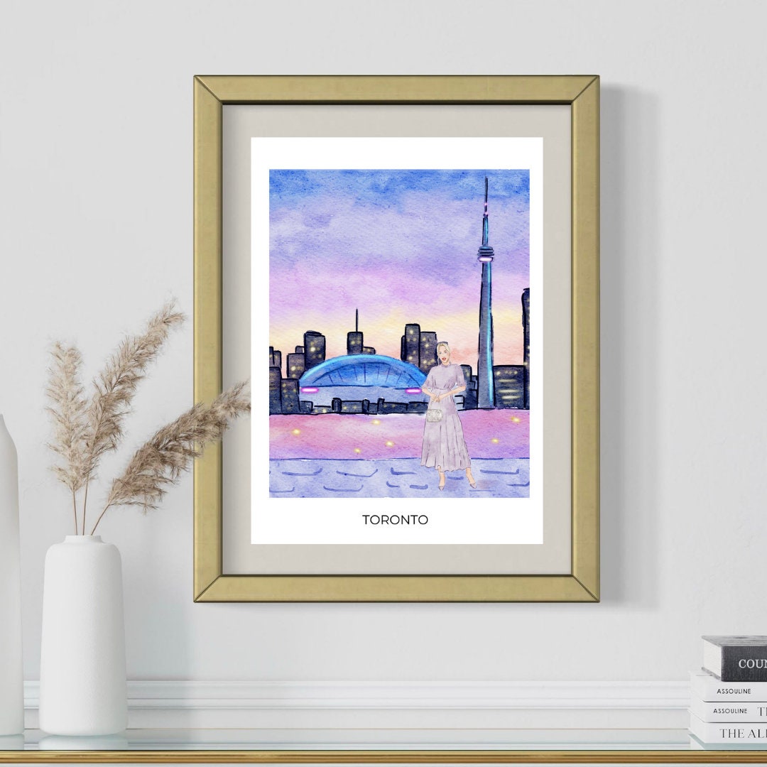 City Watercolor Art Print Destination Artwork for Entryway Unique Art ...