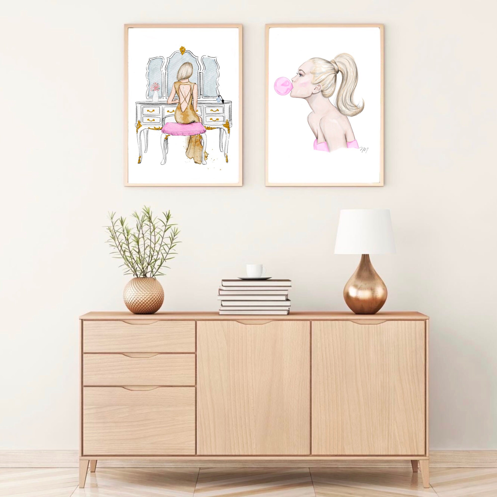 Art Print: Girl at Vanity (red Hair Available in Other Hair Colors/skin ...