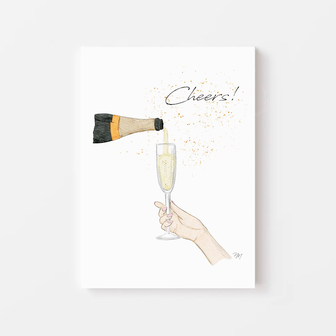 Champagne Dreams Art Print - Elegant Champagne Glass Watercolor Art ...