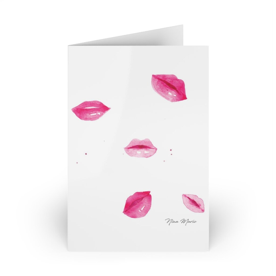 Bisous Kisses Watercolor Card - Greeting Card, Fashion Illustration ...