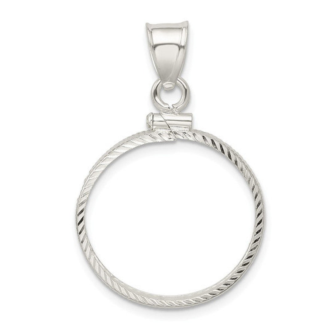 Sterling Silver 21.1 X 2mm Diamond-cut Coin Bezel Pendant - Etsy