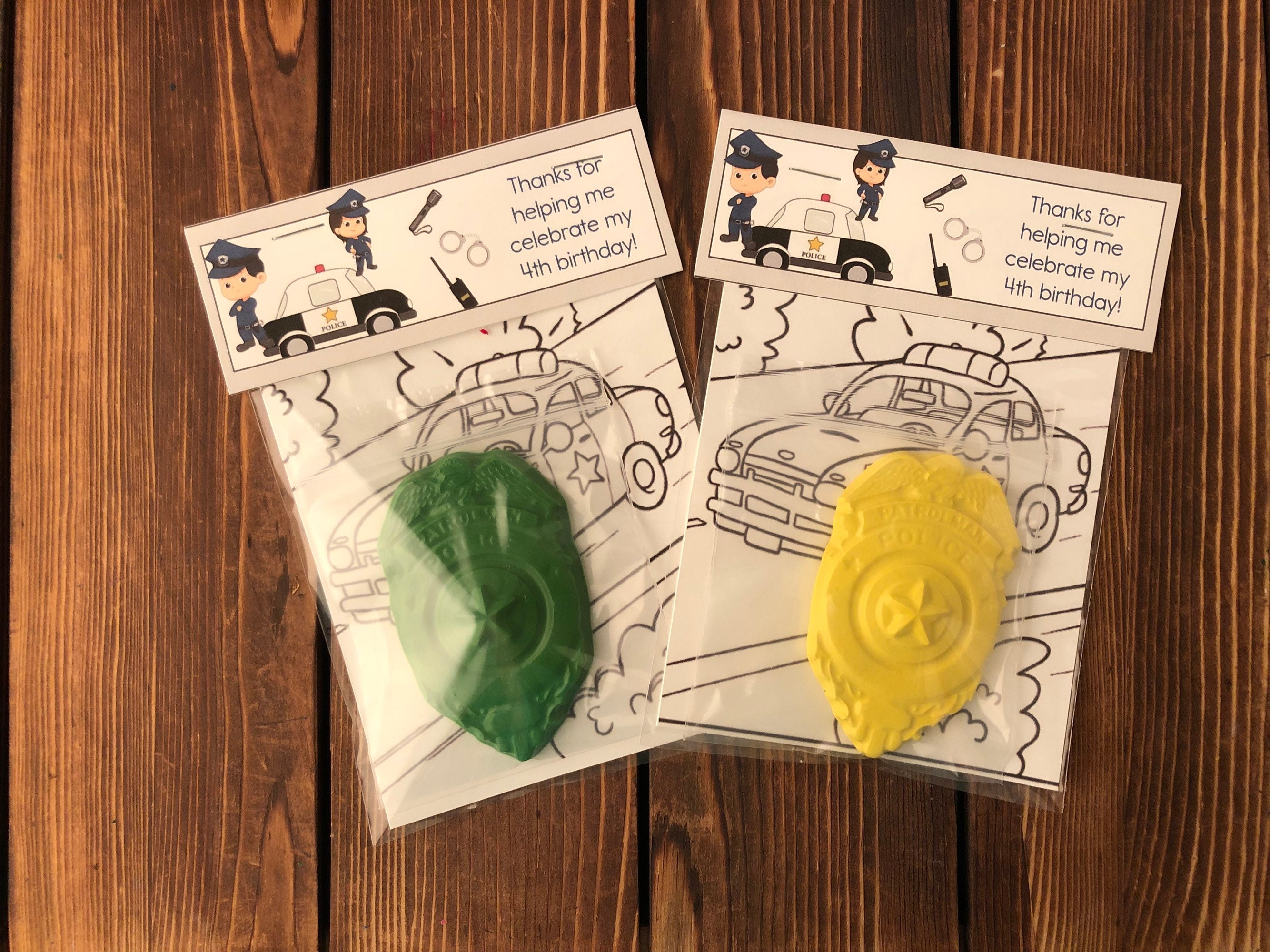 Police Badge Party Favor Crayons Set of 4 Police Party - Etsy