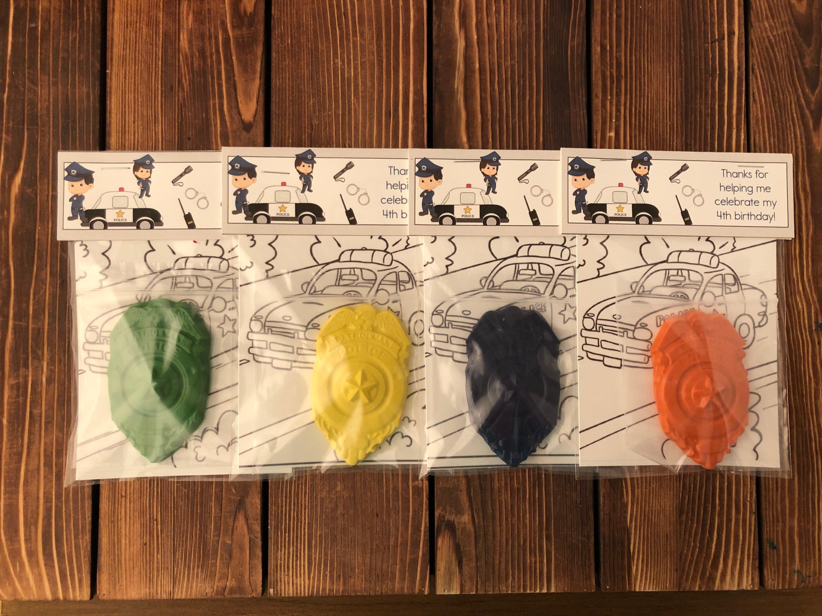 Police Badge Party Favor Crayons Set of 4 Police Party - Etsy