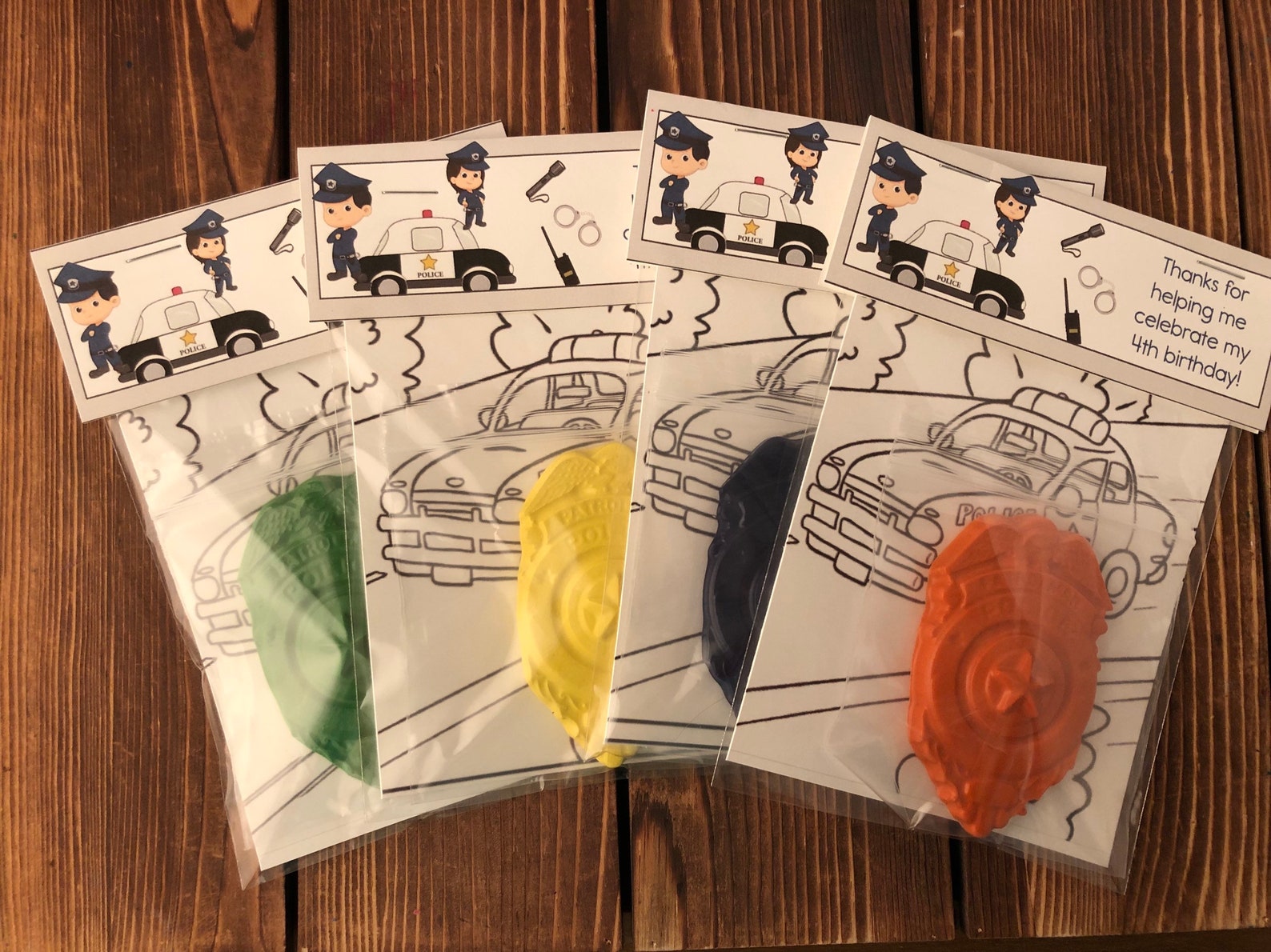 Police Badge Party Favor Crayons Set of 4 Police Party - Etsy