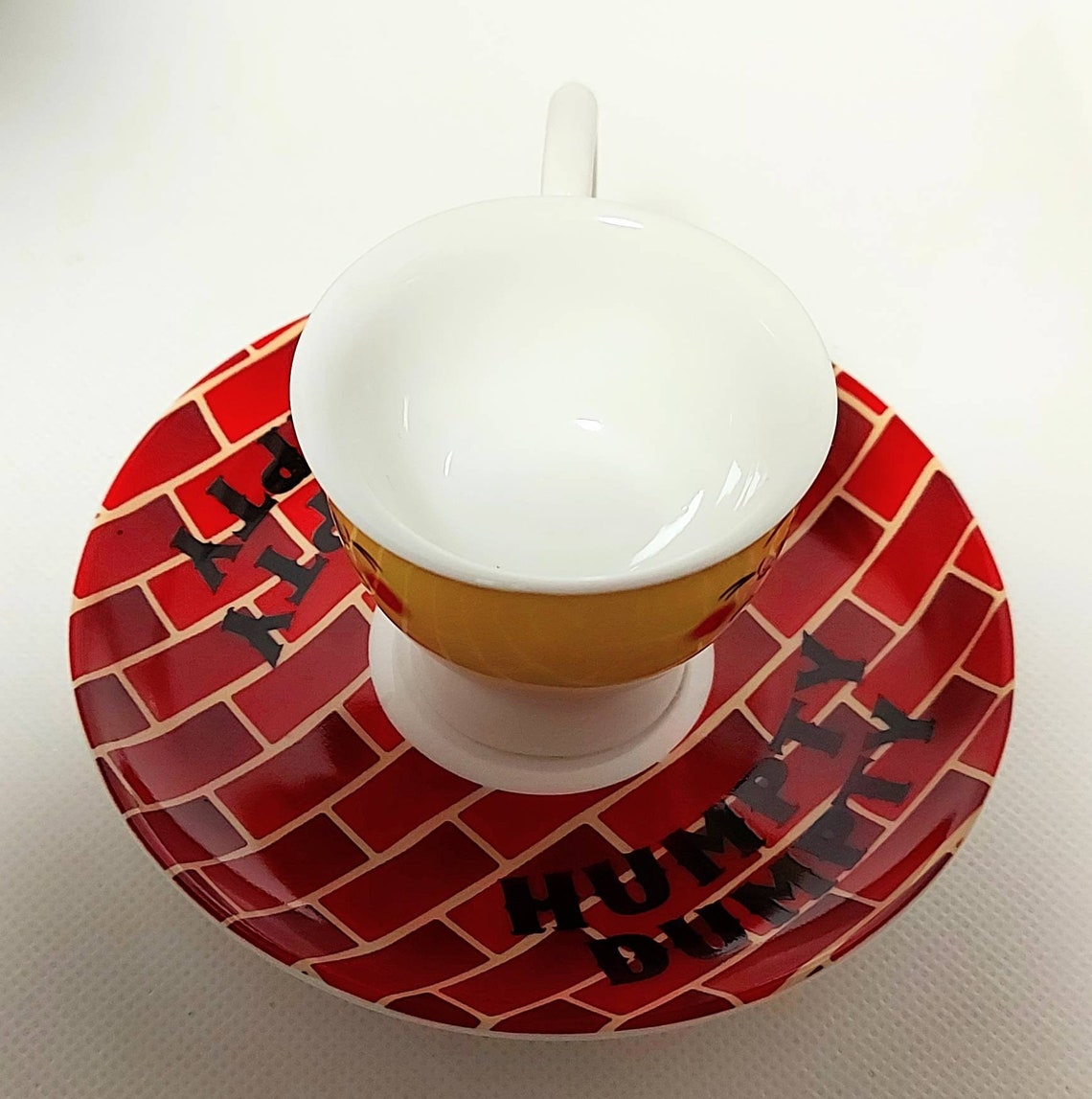Humpty Dumpty Egg Cup in a Saucer With Salt & Pepper Cubes - Etsy