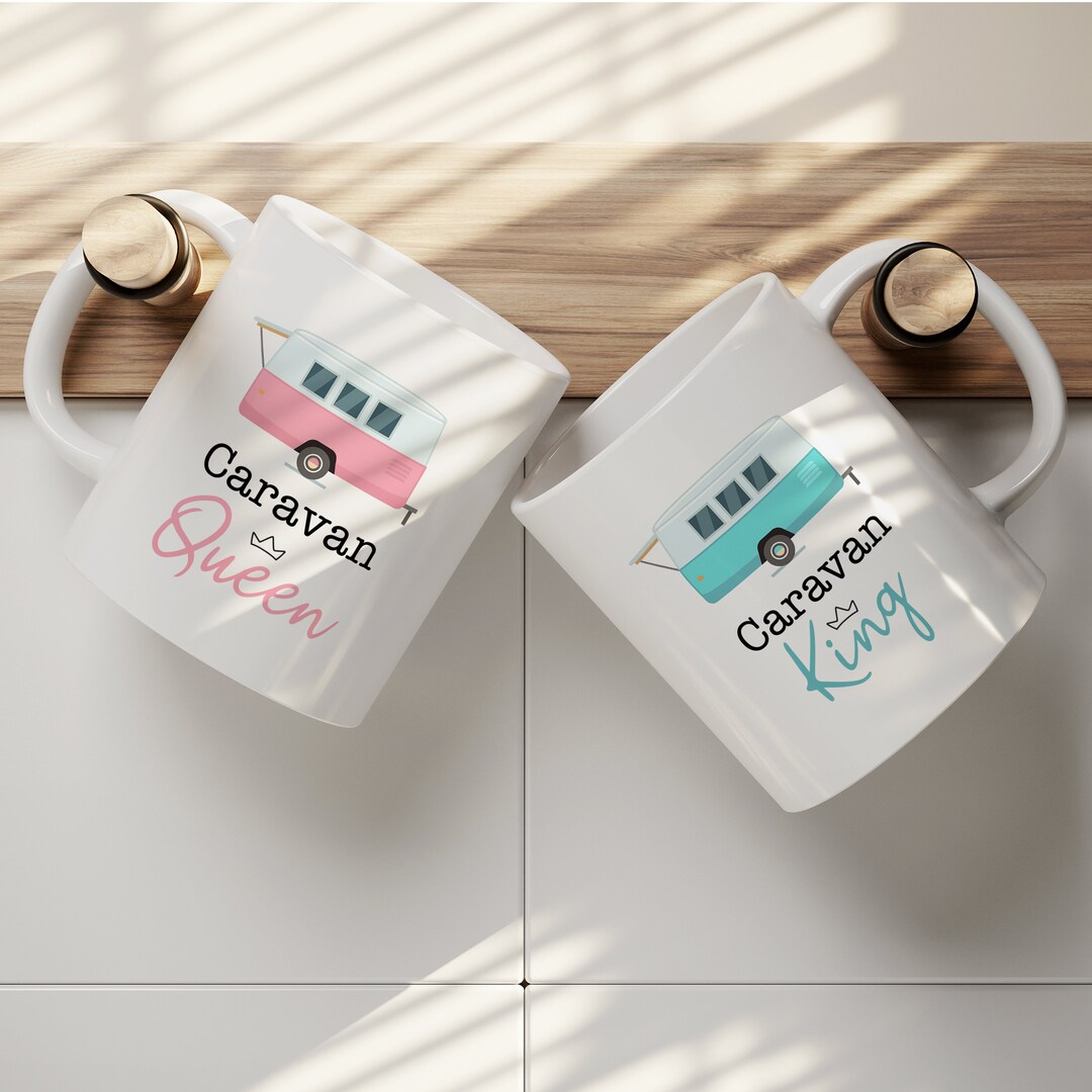 Caravan King & Queen Mug Set of 2 Valentine's, Anniversary, Wedding ...