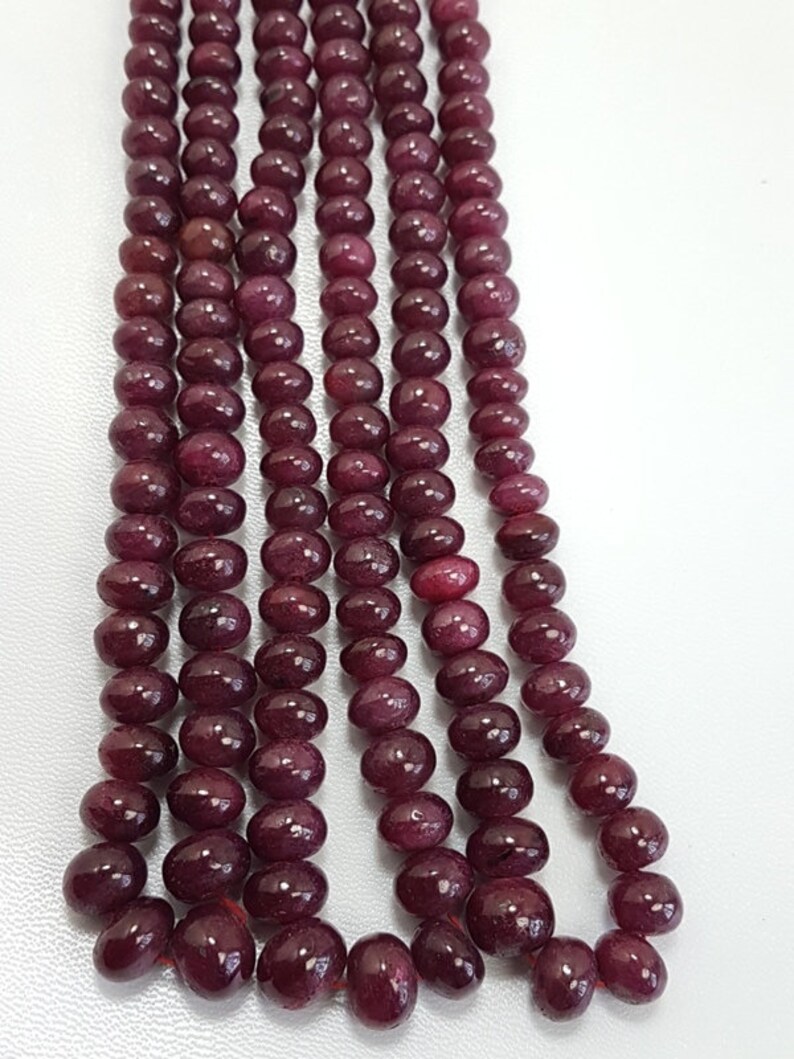 Ruby Smooth Rondellesnatural Ruby Dyed Beadshot Pink Ruby - Etsy