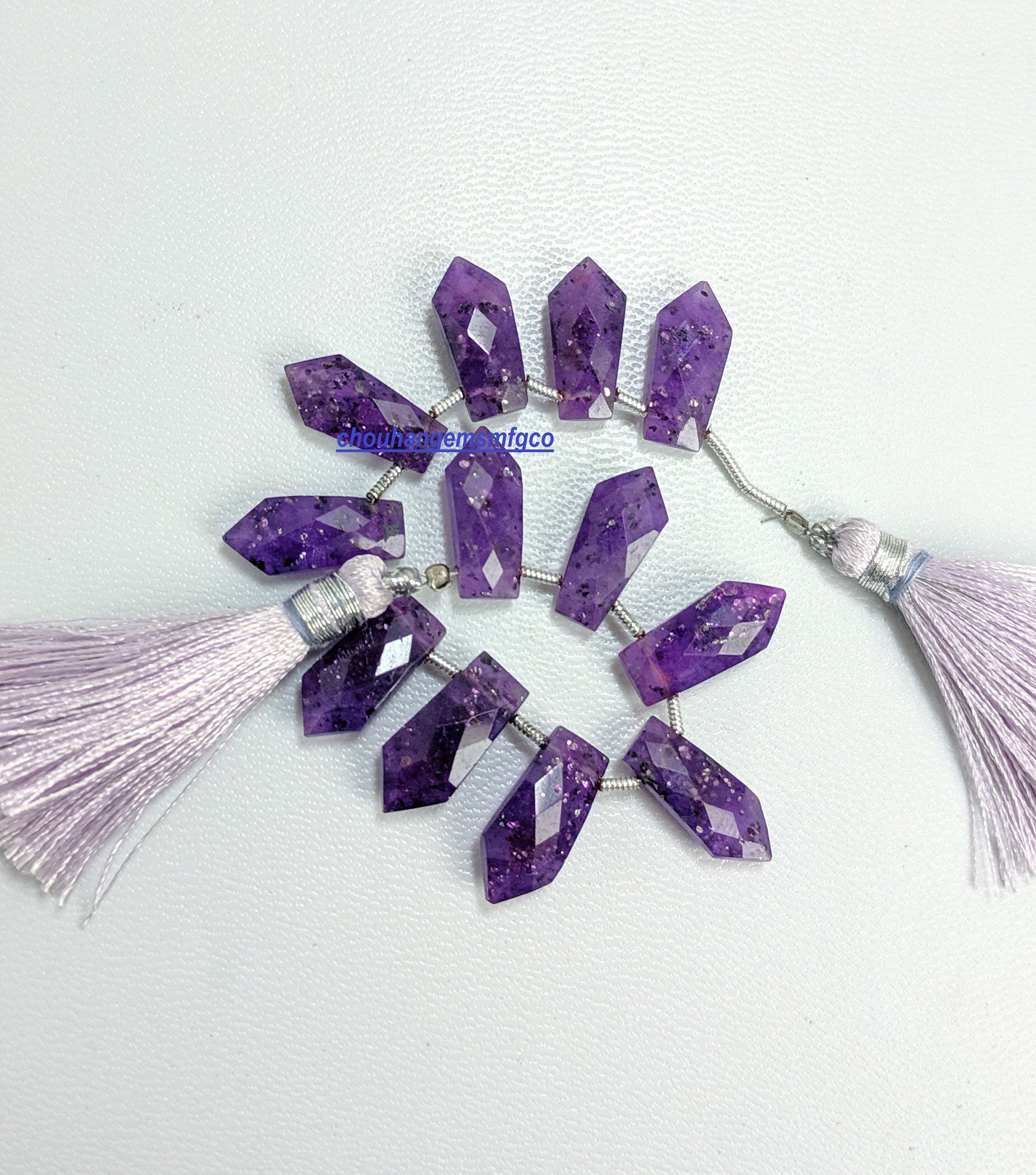 Natural Purple Sunstone Double Sided Faceted BeadsFlashes | Etsy