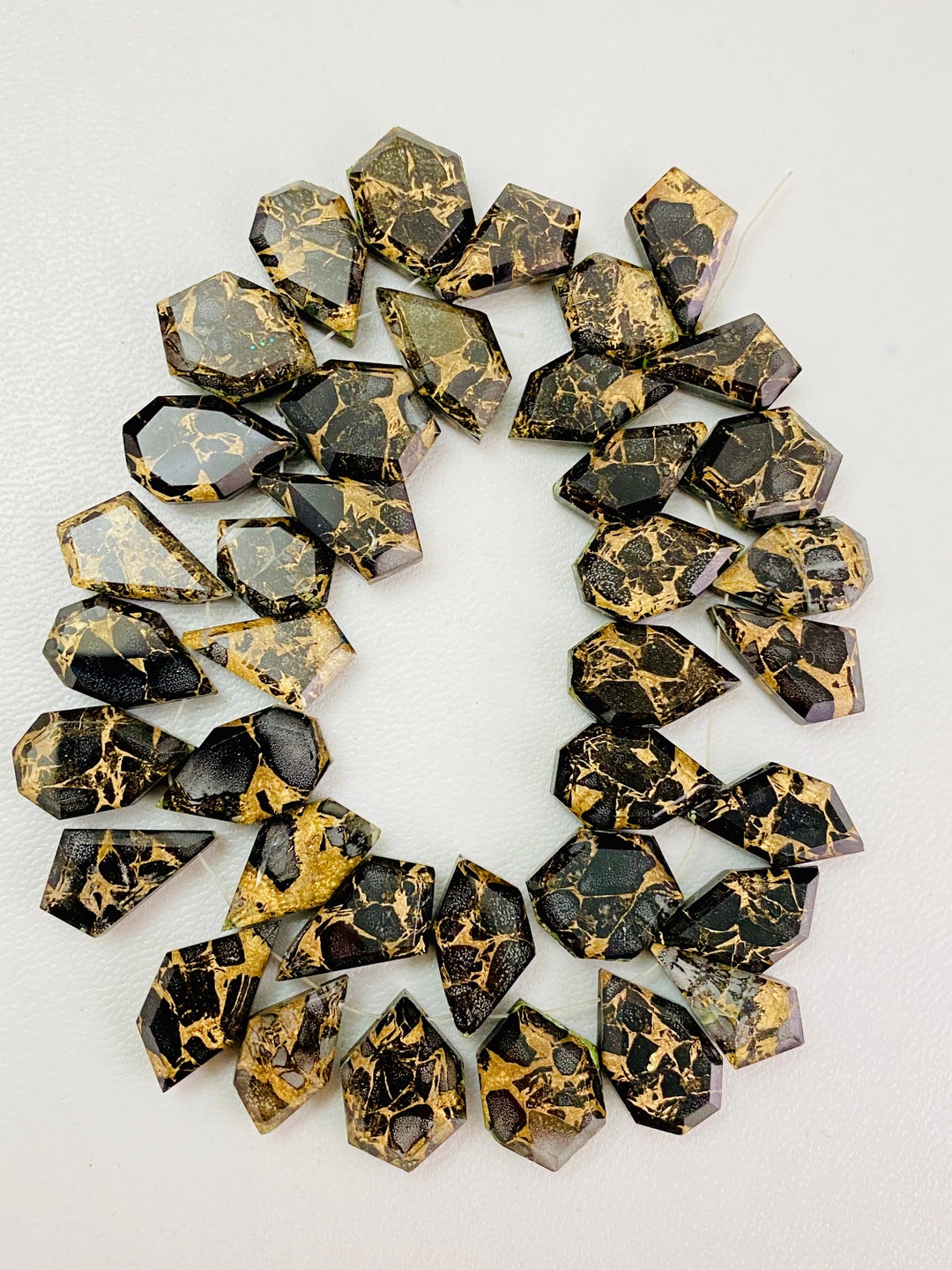 Black Composite Copper Turquoise Fancy Shape Step Cut Briolette ...