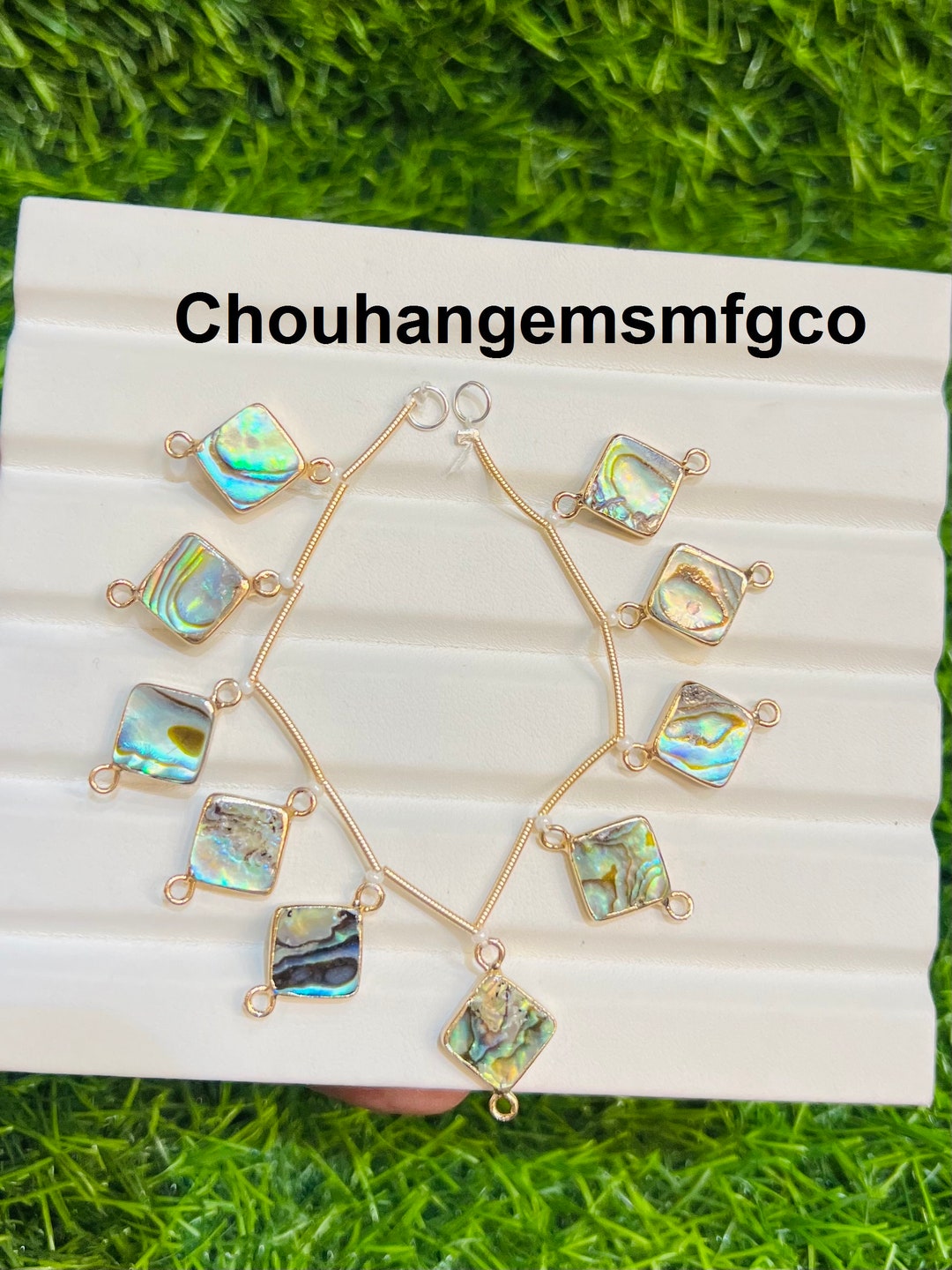 Natural Abalone Shell Kite Connector Gemstone Sterling Silver Vermeil ...