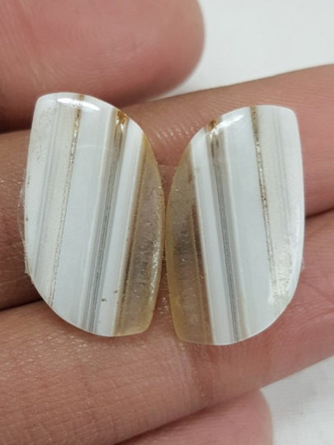 Milky Agate Cabochonnatural Agate Matched Pair Fancy Shape - Etsy