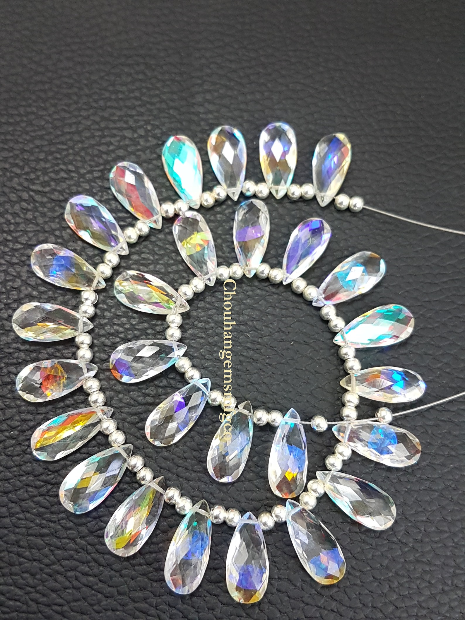 Multi Fire Rainbow Moonstone Quartz Faceted Almond Pear Shape ...