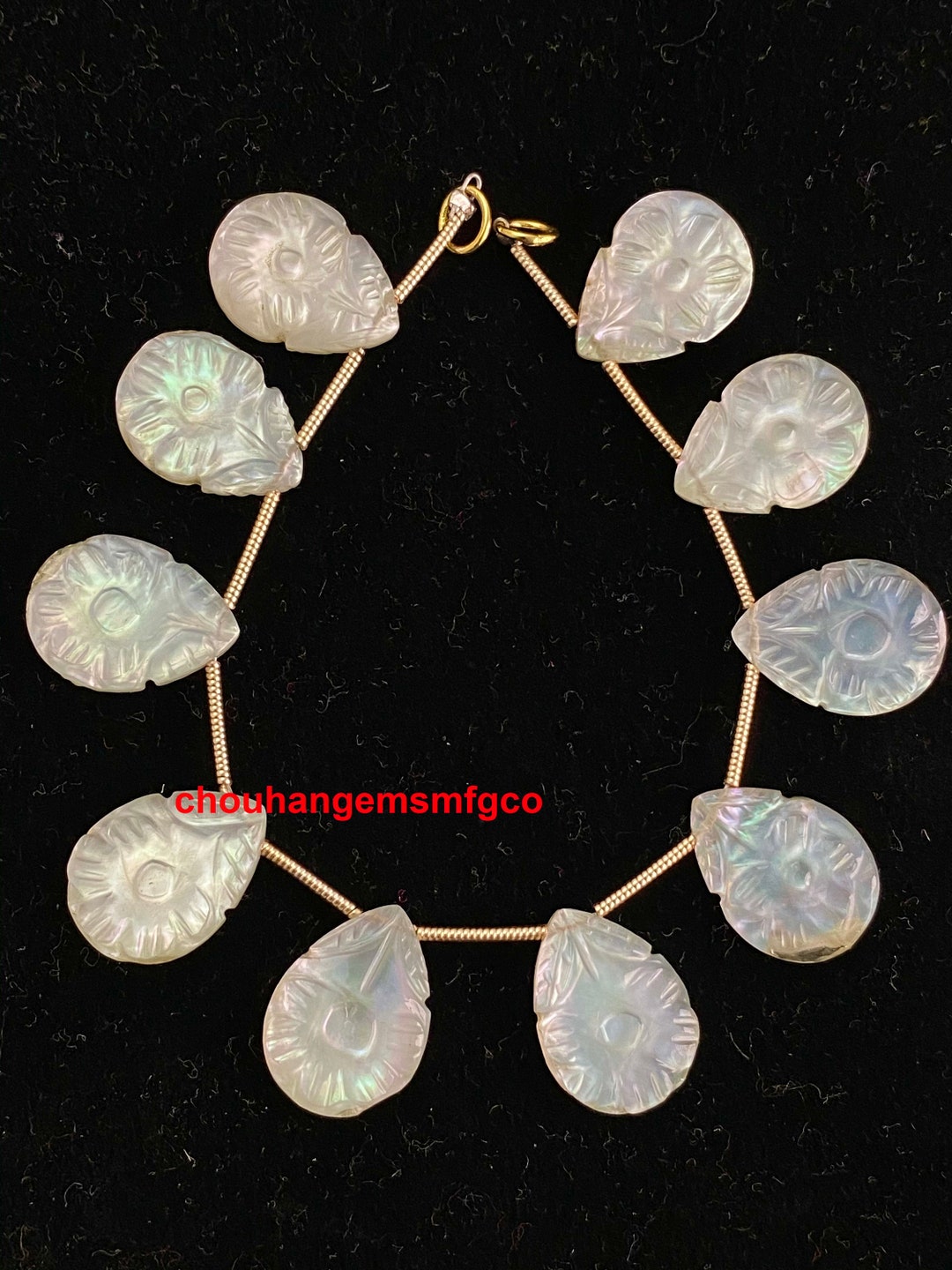 Mother of Pearl Pear Shape Hand Carved Gemstone Beads, Beautiful Art ...