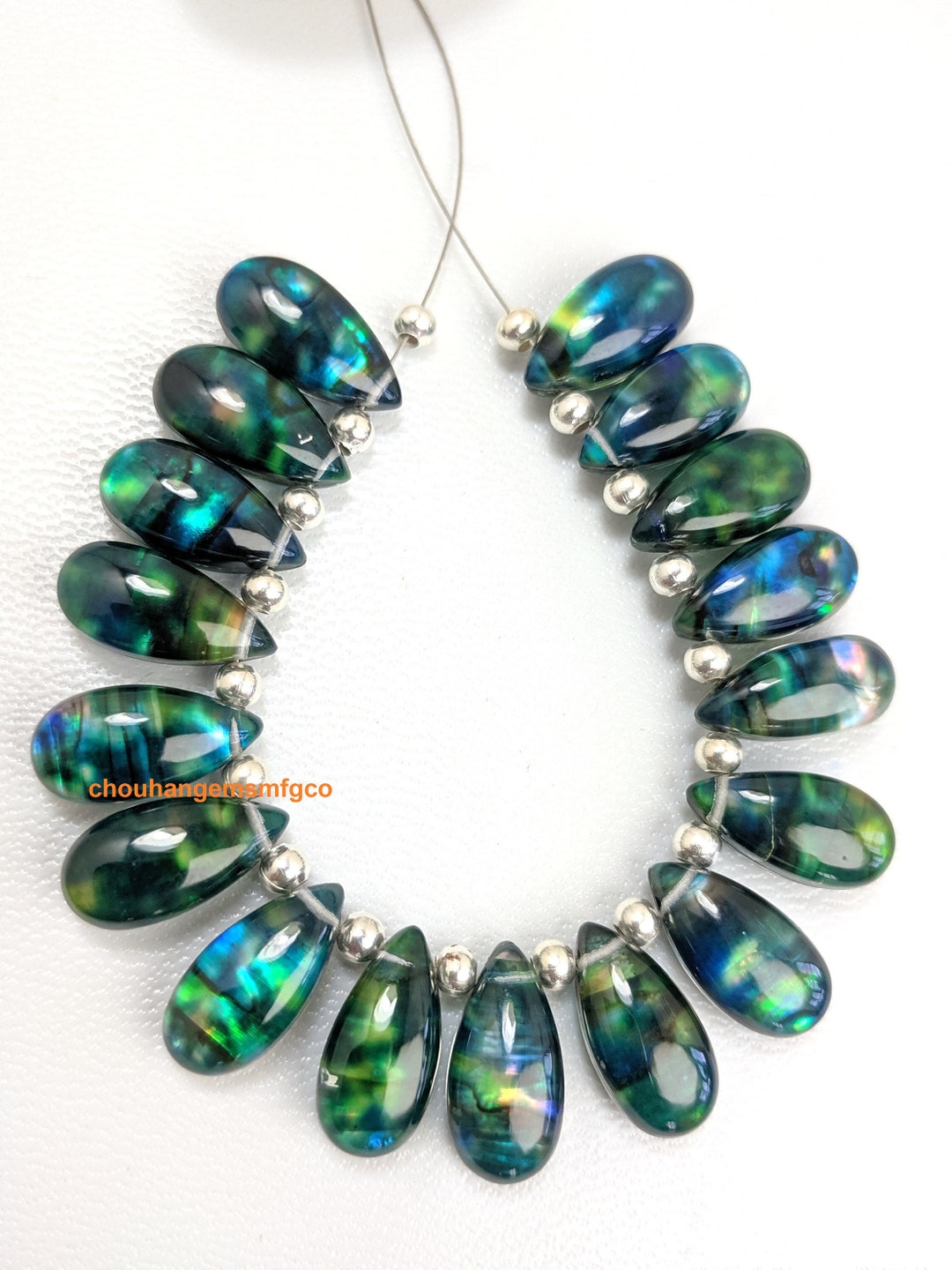 AAA+ Abalone Shell Doublet Quartz Briolettes, Smooth Almond Pear ...