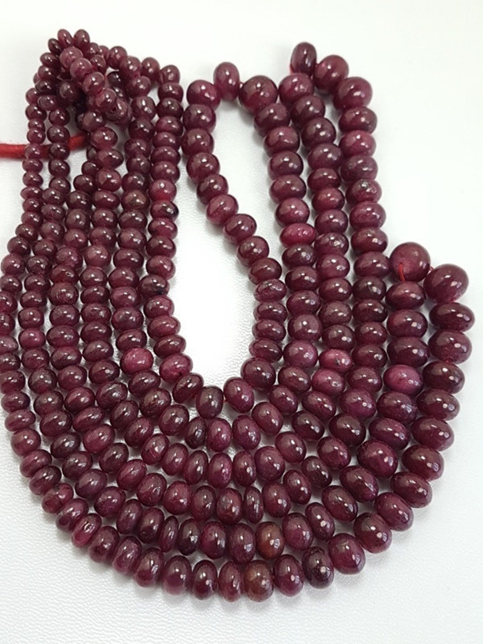 Ruby Smooth Rondellesnatural Ruby Dyed Beadshot Pink Ruby - Etsy